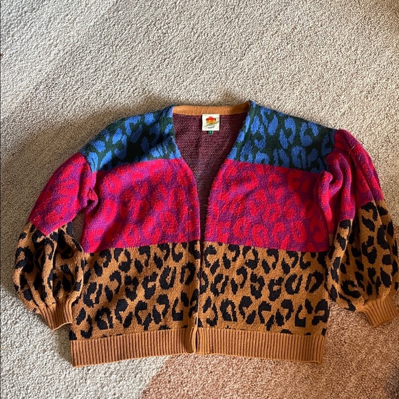 FARM Rio | Sweaters | Farm Rio Multicolor Leopard Print Womens Cardigan ...